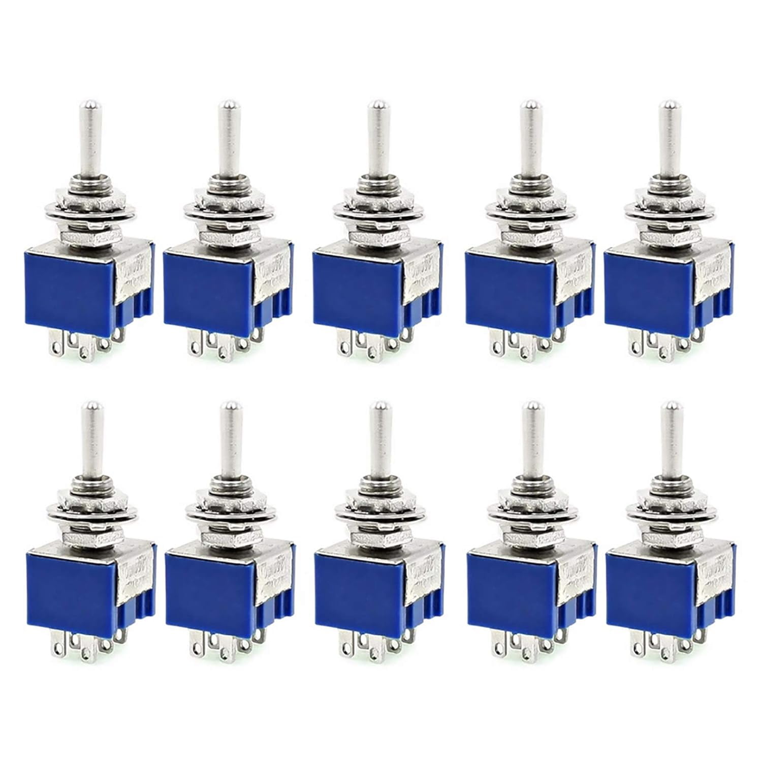 10PCS Mini Latching Toggle Switch DPDT 2 Positions ON-ON AC 6A/125V 6 ...