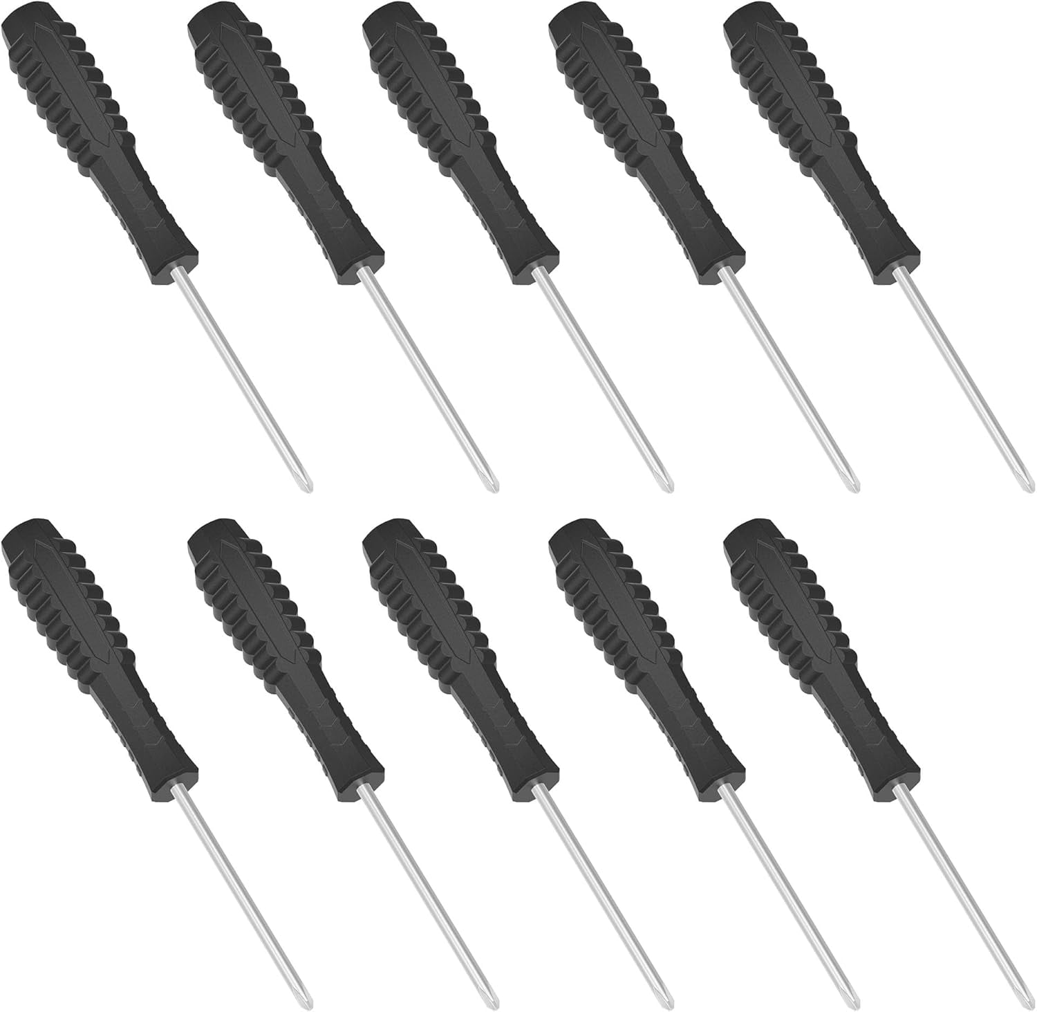 10PCS Mini Phillips Screwdriver, 4mm Cross Head with Black Non-slip ...