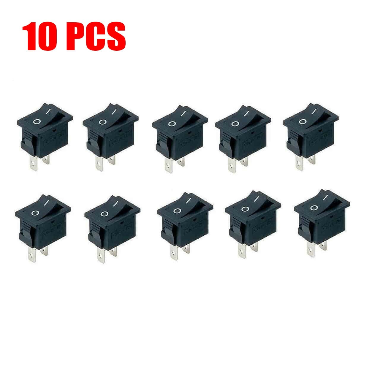 10PCS Mini Rocker Switch 2 Pin ON-OFF SPST 125VAC/6A 250VAC/3A Black ...