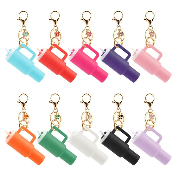 10PCS Mini Tumbler Keychain Accessories Cup Keychain with Removable Lid ...