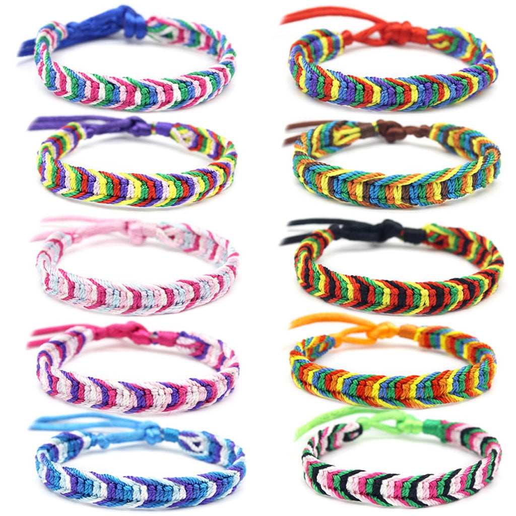 10PCS Mix Colors Adjustable Handmade Bracelets, Nepal Woven Friendship ...