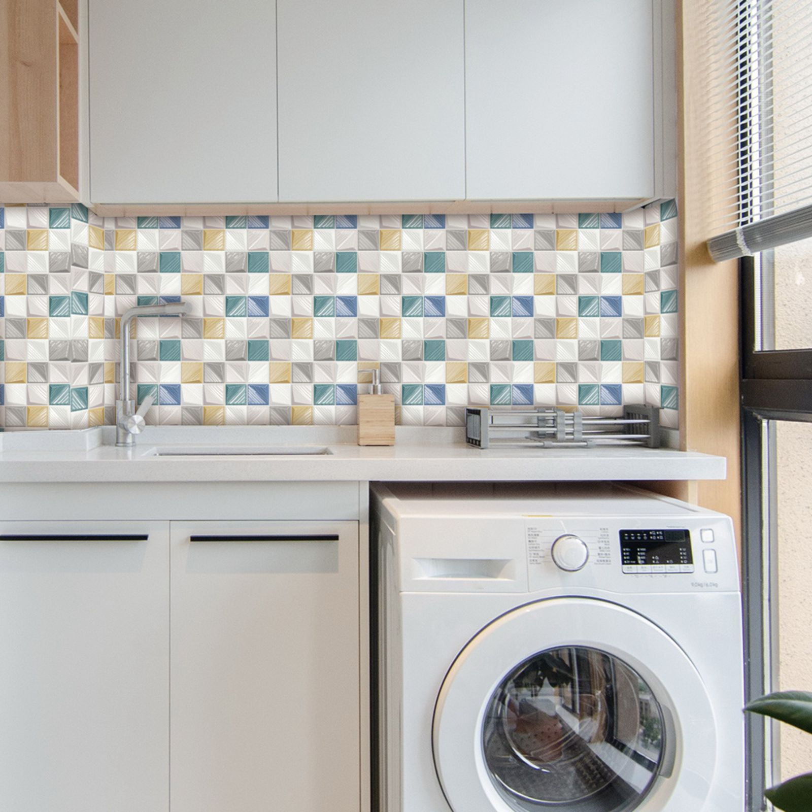 10PCS Mosaic Wall Tile Stickers, DIY Self Adhesive Waterproof Sticky ...