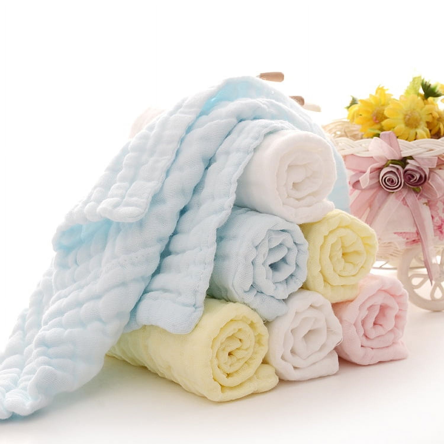 10PCS Muslin Cotton Baby Towel Soft Baby Bath Towel Multicolor Newborn ...