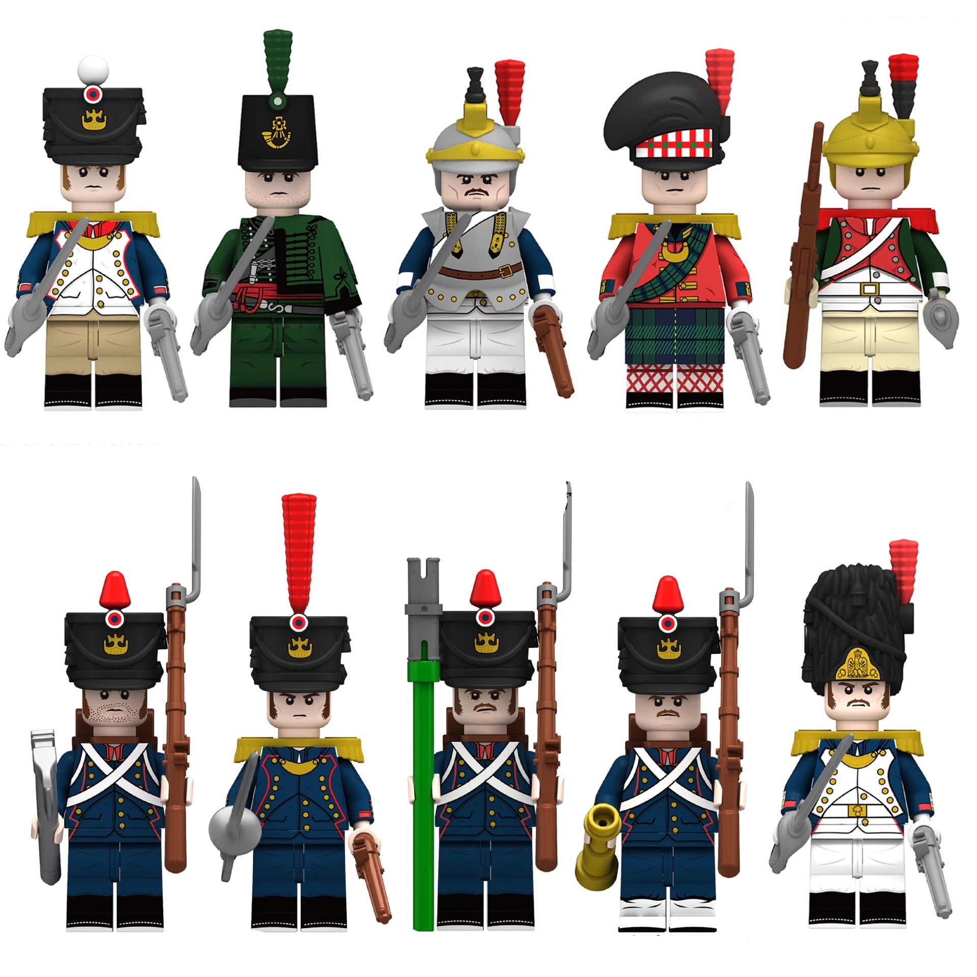 10PCS Napoleon Wars French Cavalry Artillery Soldiers Minifigures ...