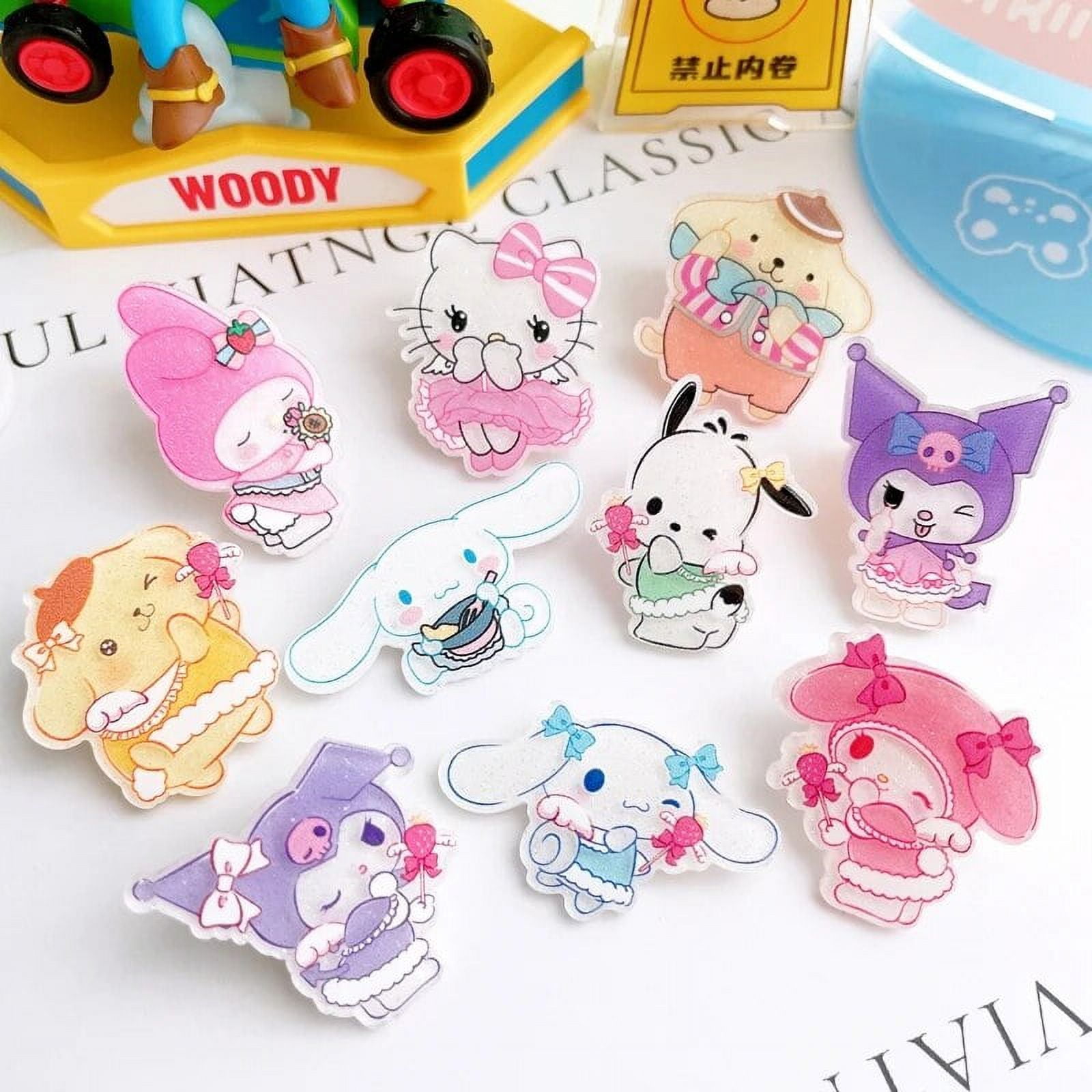 10PCS New Acrylic Kawaii Sanrio Cartoon Kuromi, Hello Kitty, Long Eared ...