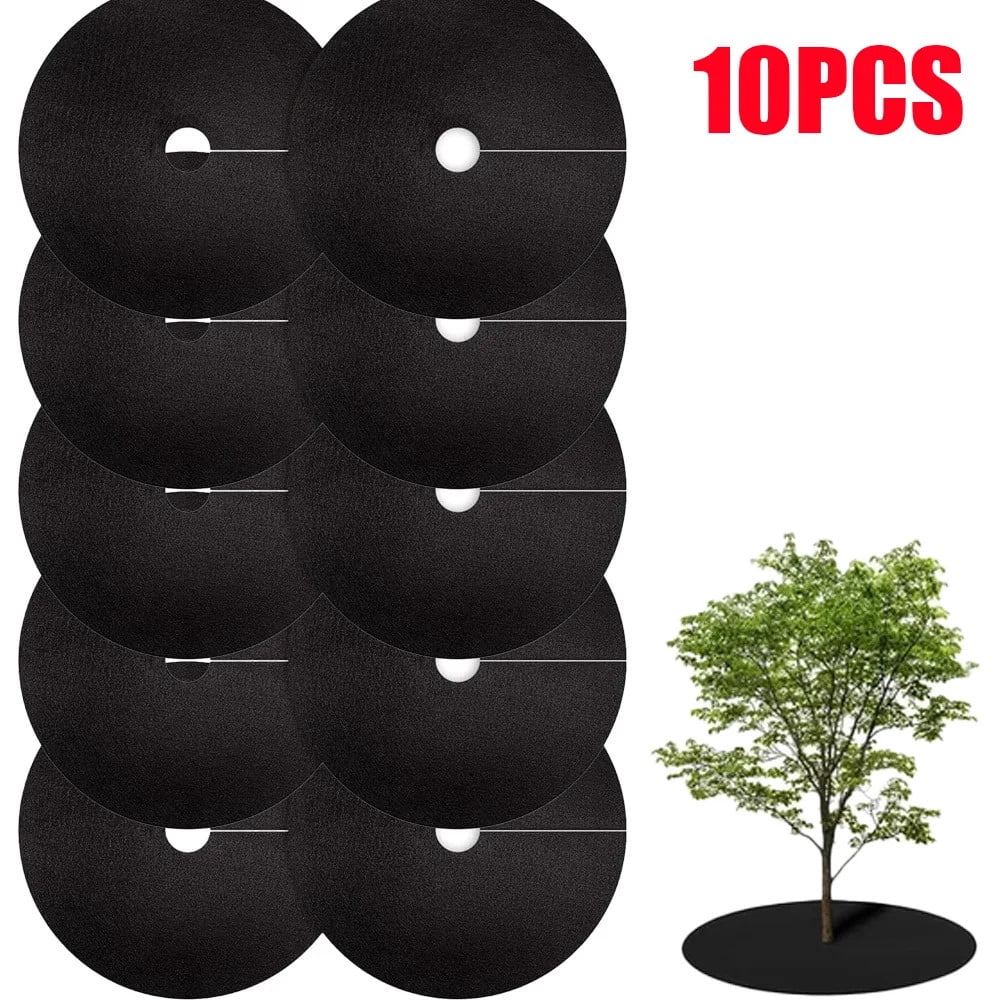 10PCS Non Woven Tree Mulch Ring Weed Mats Barrier Landscape Fabric ...