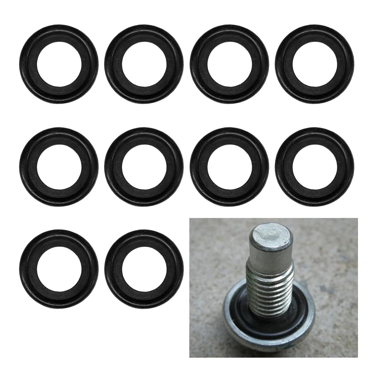 10PCS Oil Drain Plug Gasket, M14 Rubber Car Sealing Gasket Replacement for OEM#F5TZ-6734-BA ...