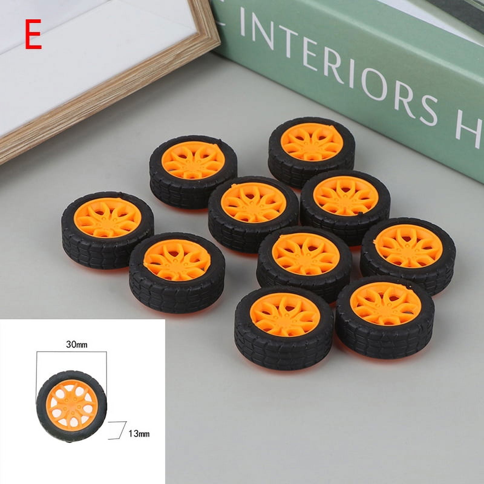 10PCS PC Toy Wheel Rubber Rim Tyres DIY Mini Technology 4WD Colorful ...