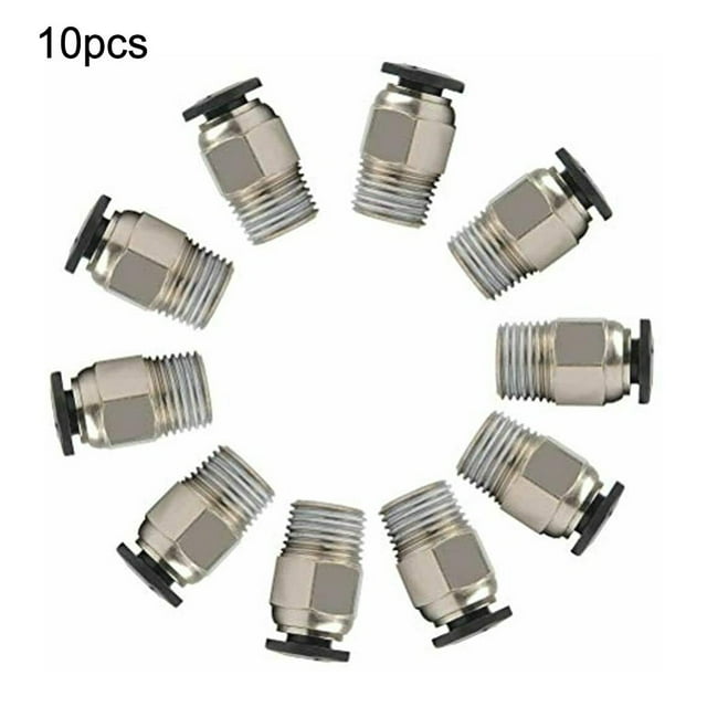 10PCS PC4-M10 External Thread Straight Pneumatic Connector Stainless ...