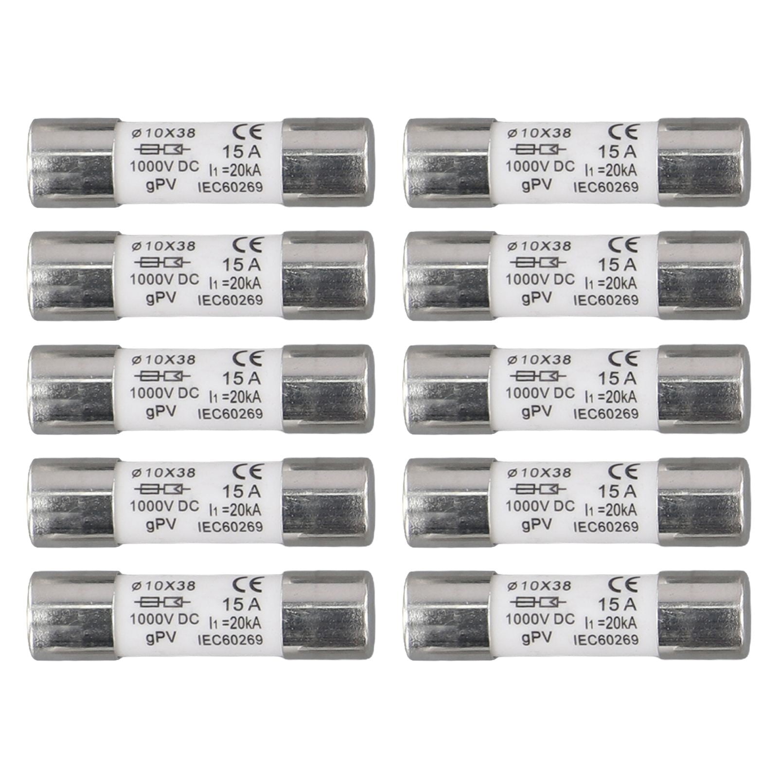 10PCS PV Fuse DC 1000V 10x38mm Fuses High Voltage Fuse Tube Flash Fine Fuse 15A - Walmart.com