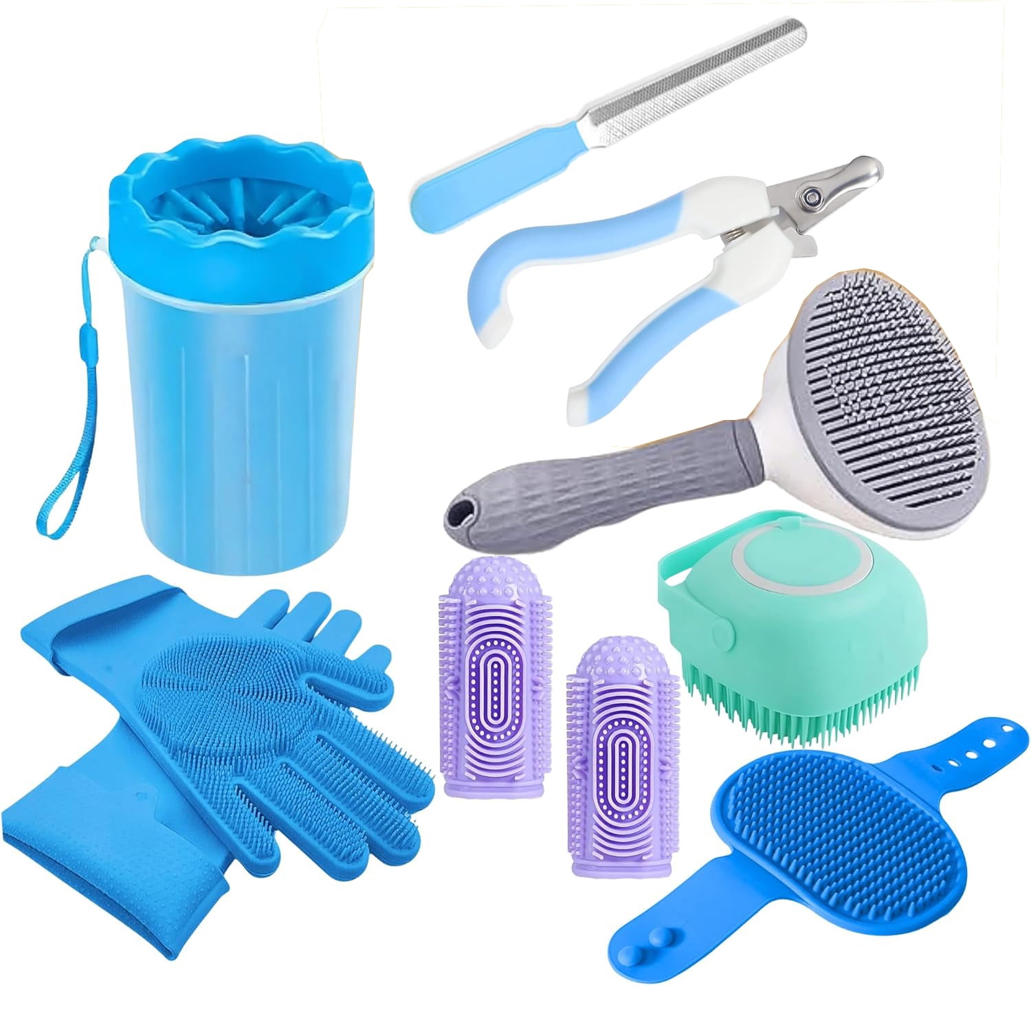 10PCS Pet Grooming Kit for Dogs & Cats, Dog Brush | Dog Washing Gloves ...
