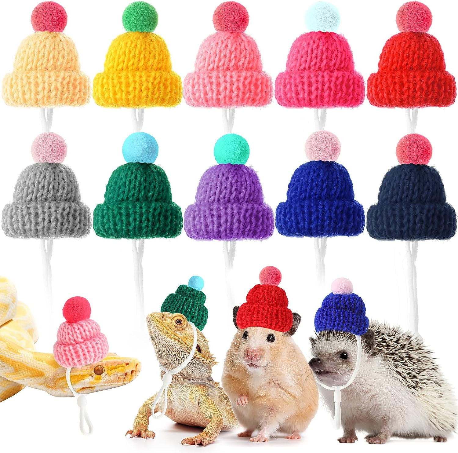 10PCS Pet Snake Hat with Adjustable Elastic Chin Strap, Small Reptile ...