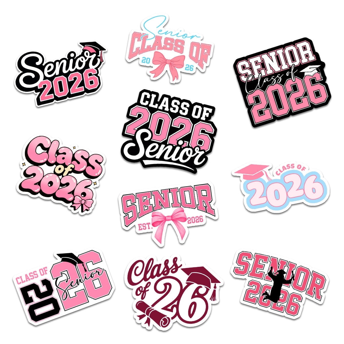 (10PCS) Pink Senior 2026 Sticker 3in, Girly Sticker For Student ...