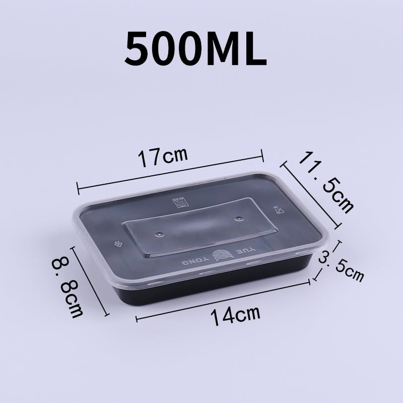 10PCS Plastic Disposable Food Containers Black Take out Containers With ...