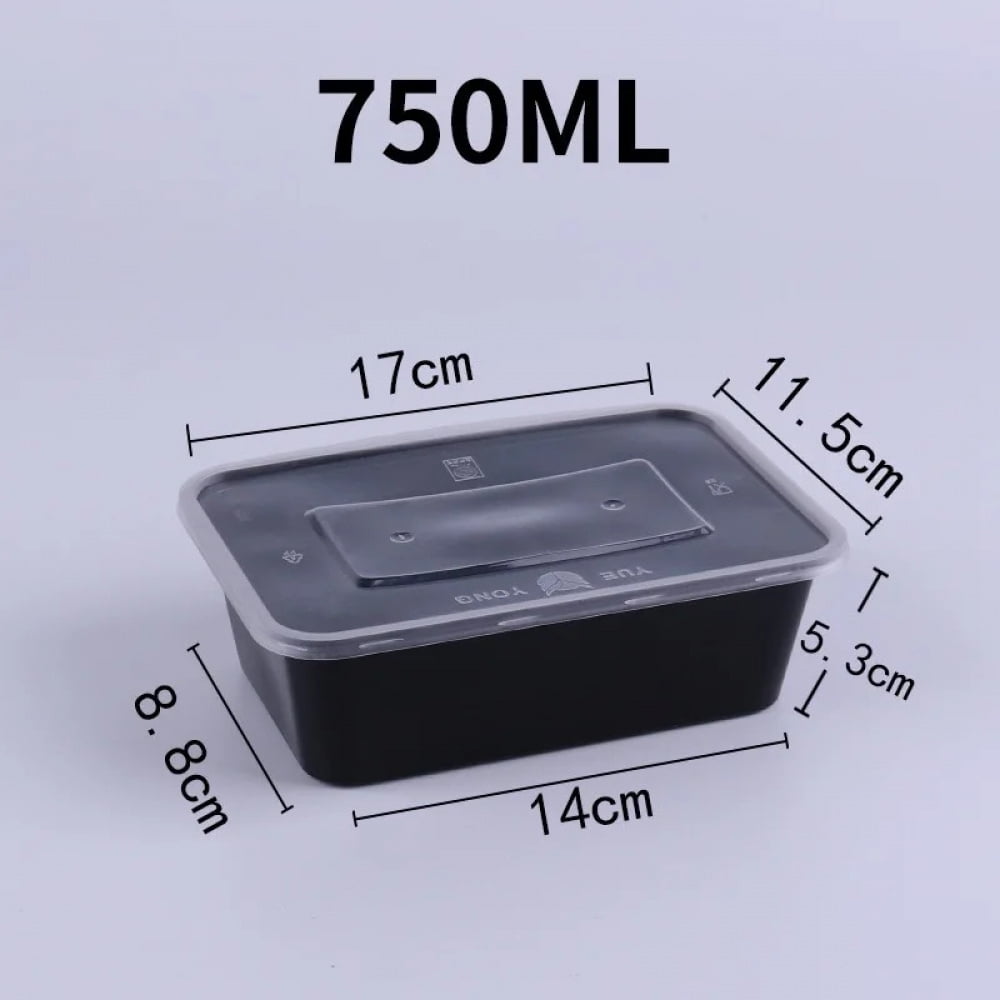 10PCS Plastic Disposable Food Containers Black Take out Containers With ...