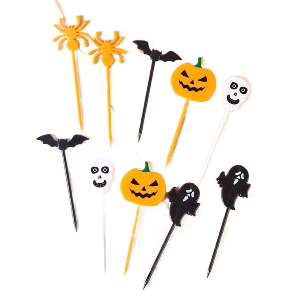 10PCS Plastic Halloween Toothpicks Halloween Cupcake Topper Ghost Bat ...