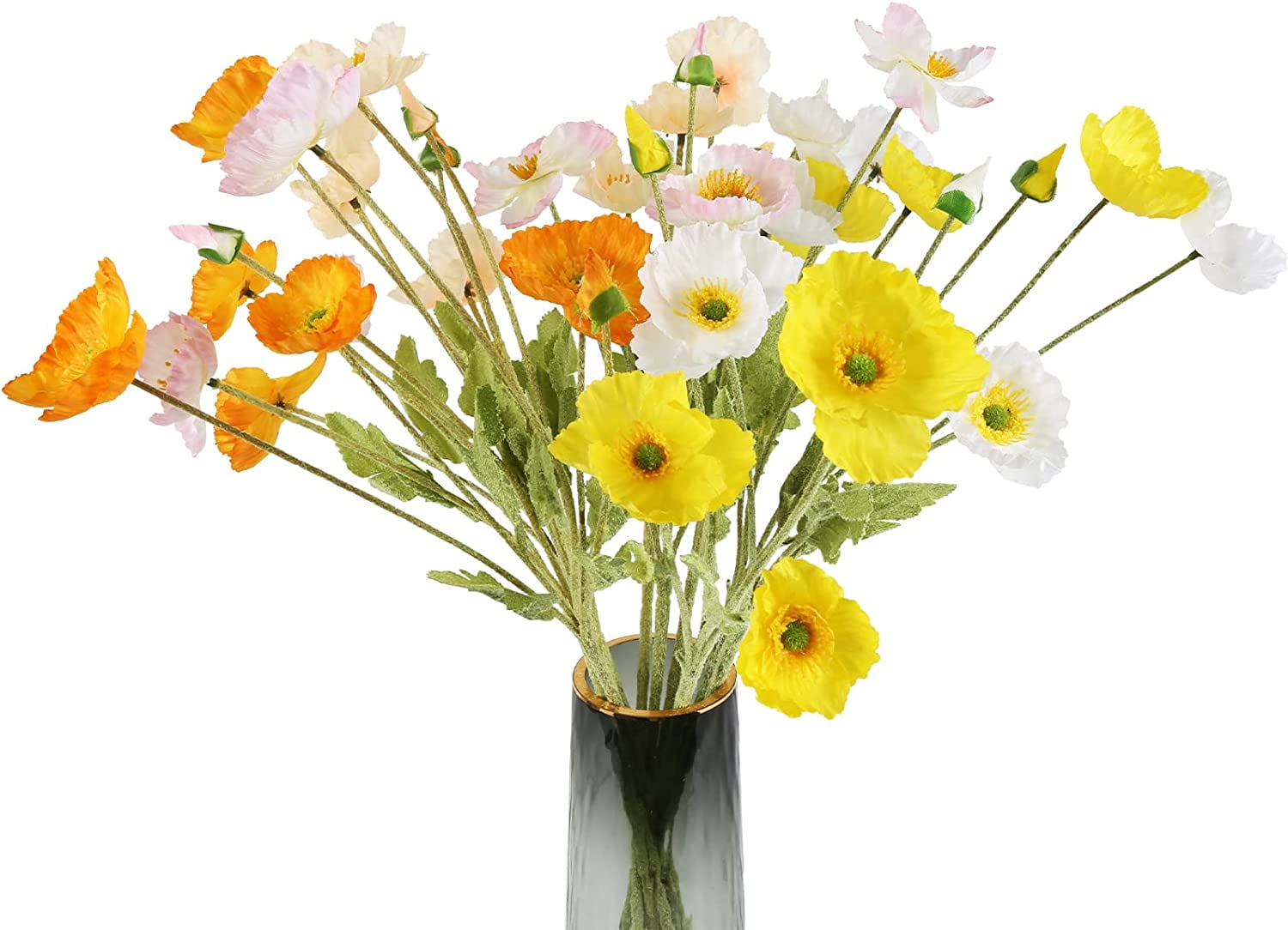 10PCS Poppy Flowers Artificial Silk Poppy Flowers Faux Poppy Stems Silk ...