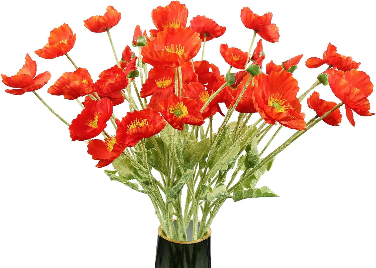 10PCS Poppy Flowers Artificial Silk Poppy Flowers Faux Poppy Stems Silk ...