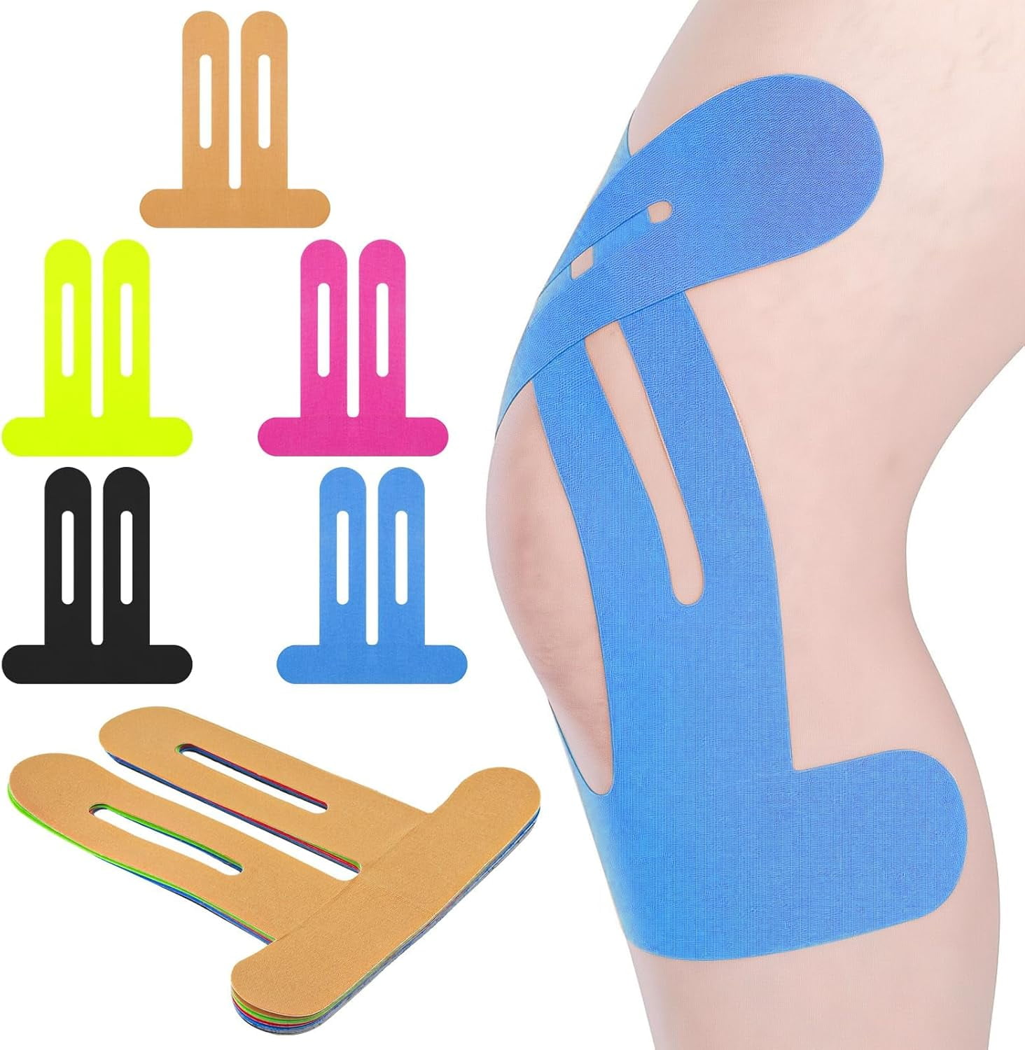 10PCS Precut Kinesiology Tape for Knees, Pre Cut Kinetic Knee Tape ...
