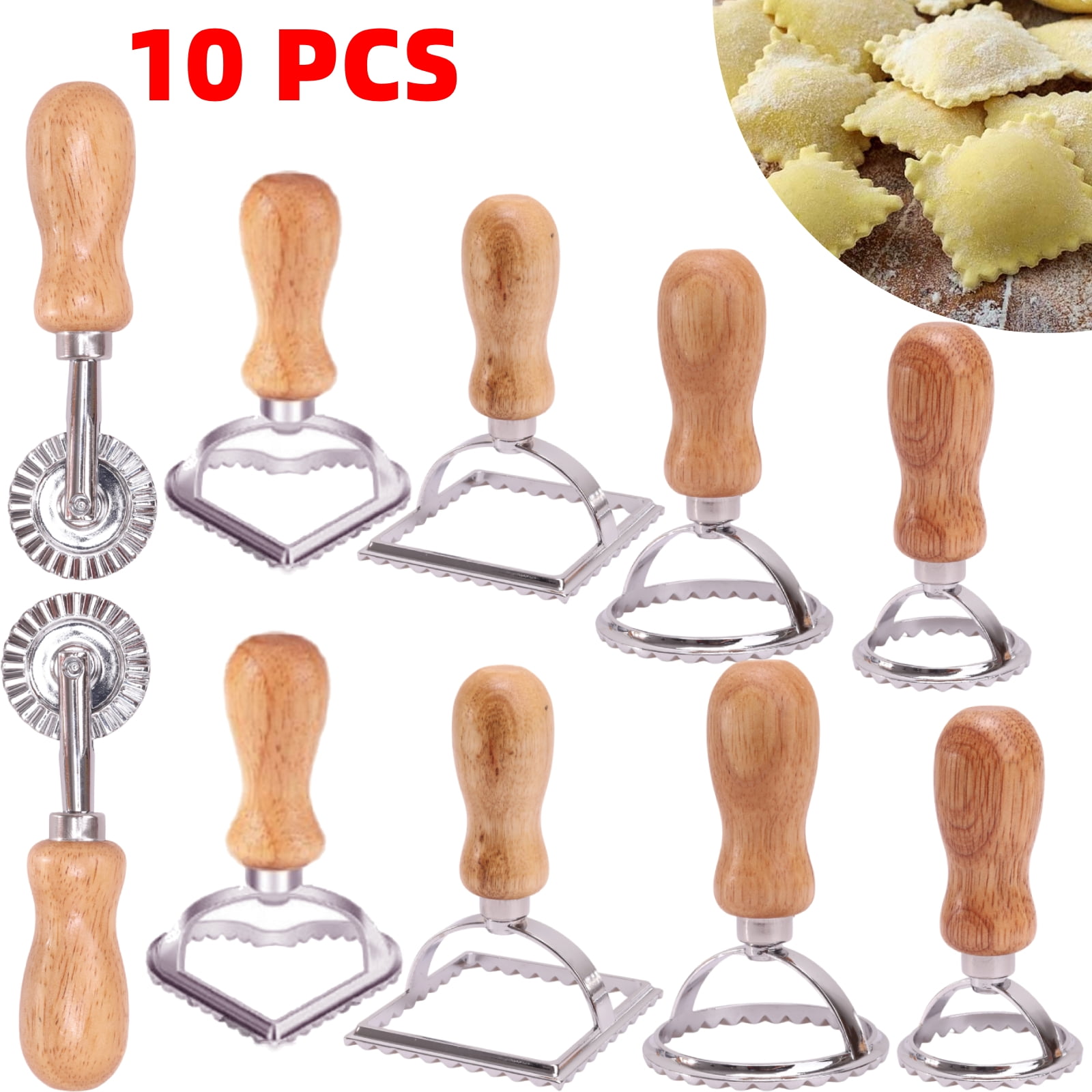 10PCS Ravioli Stamp Maker Cutter with Roller Wheel Set, Mold with ...