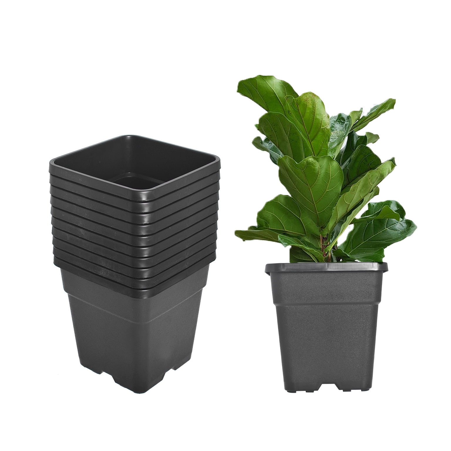 10PCS Re-usable Square Nursery Pot 2 Gallon Plastic Grow Pots Plant ...