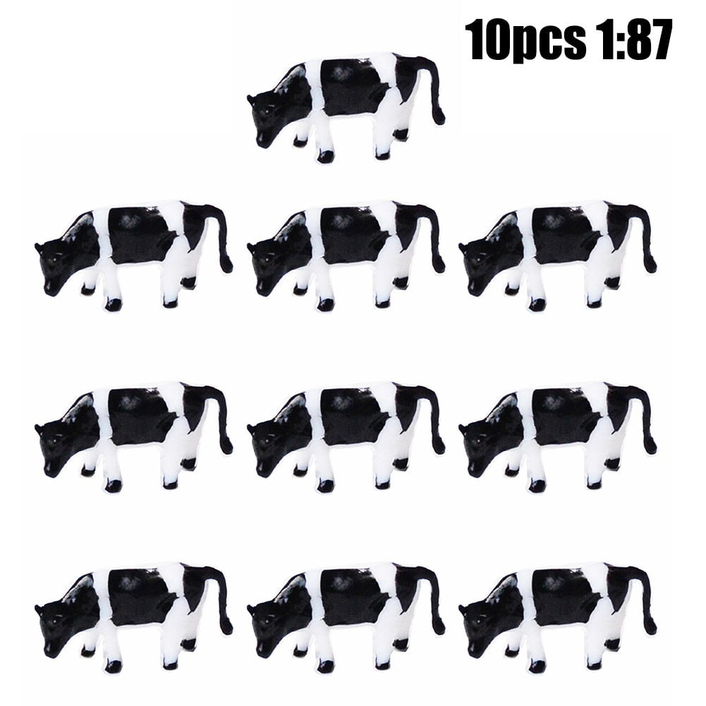 10Pcs Realistic 1 87 Scale Ho/Oo Gauge 00 Black & White Cow Models For ...