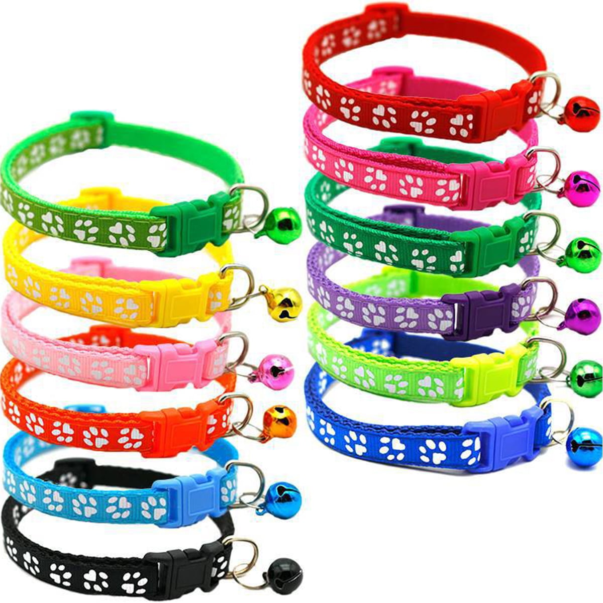 10PCS Reflective Cat Collar Adjustable Pet Kitten Reflective Necklace ...