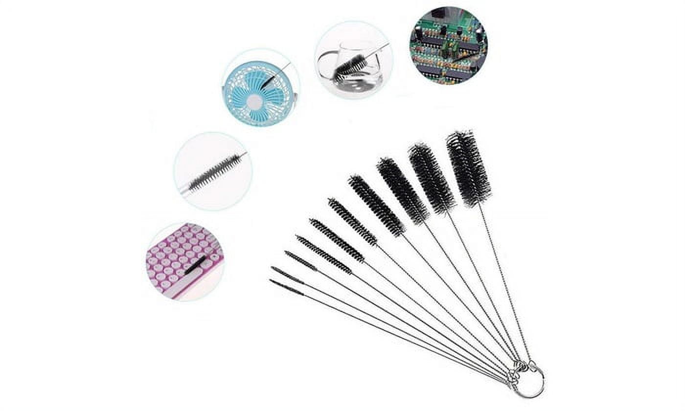 10PCS Safe Stainless Steel, Nylon Fiber Cleaning Brushes Assorted Sizes ...