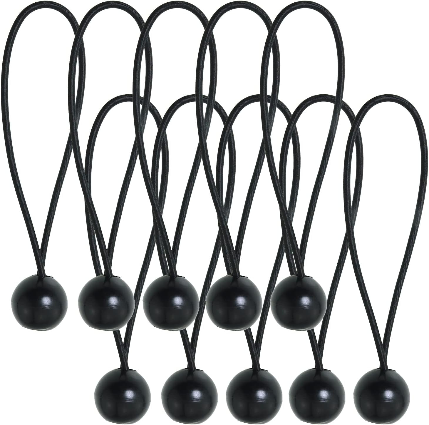 10PCS Safety Bungee Ball Cords, Heavy Duty Black Stretch Rope with Ball ...