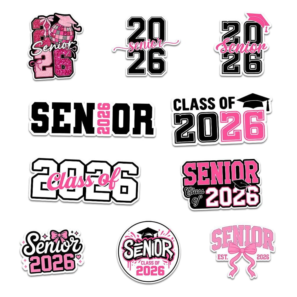 10PCS Senior 2026 Graduation Stickers Permanent PVC Decals For ...
