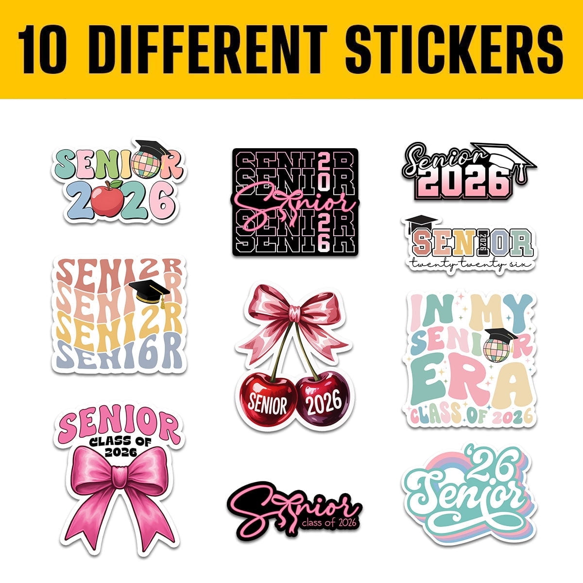 10PCS Senior 2026 Sticker Pack, Cute Girly Sticker For Student ...