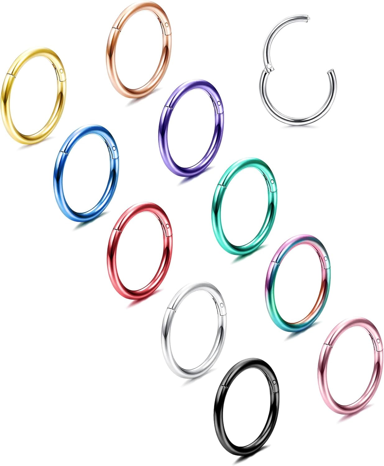 10PCS Septum Nose Rings Hoops for Women Men - 16G 18G 316L Surgical ...