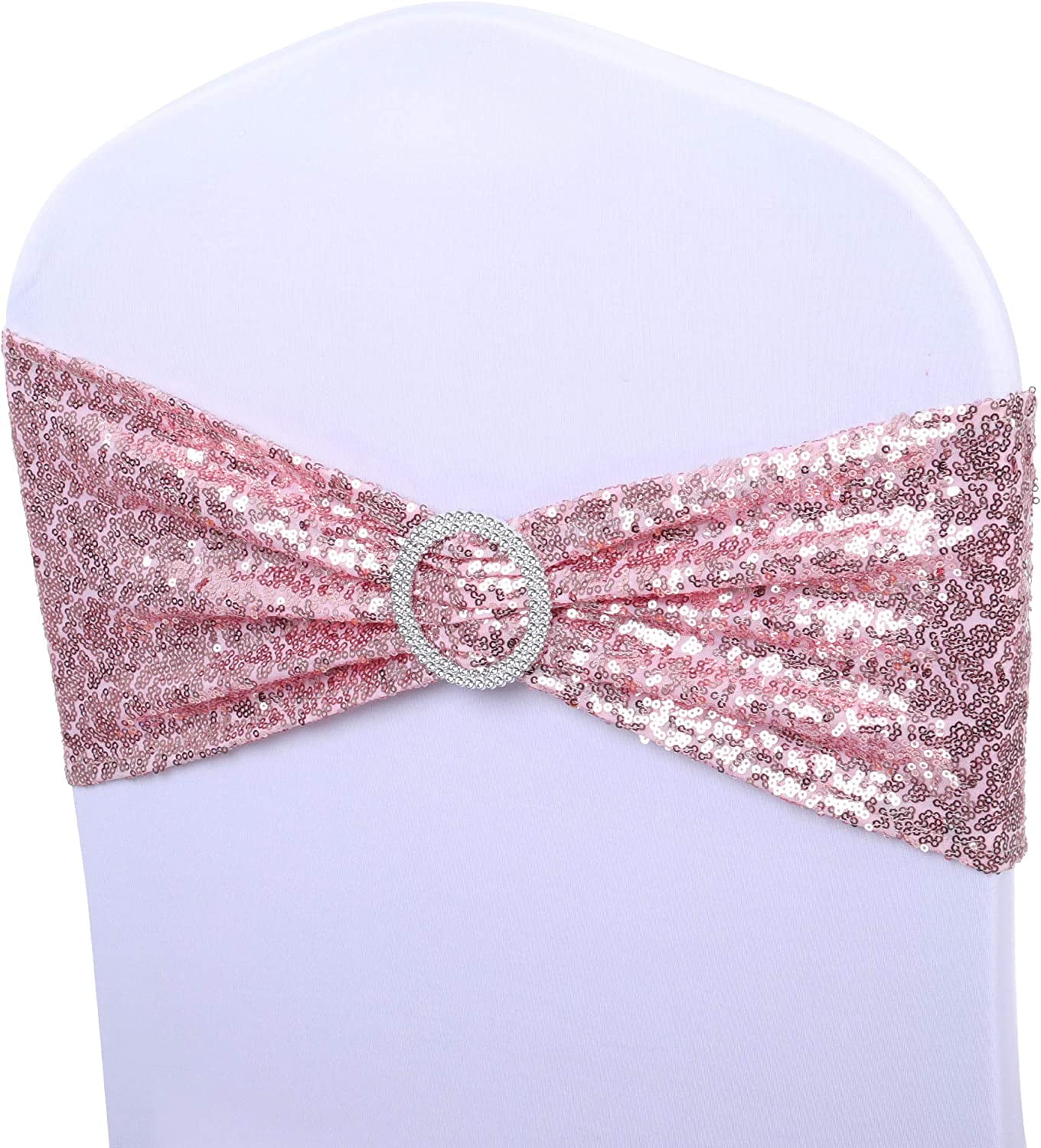 10PCS Sequin Chair Sashes Bows Stretchy Spandex Decorative Shiny ...