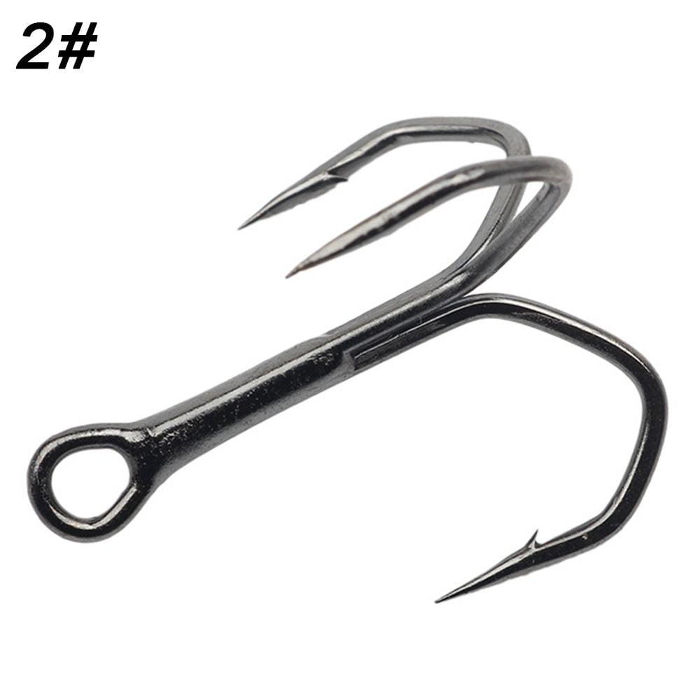 10PCS/Set 2# 4# 6# 8# 10# 12# 14# Ahite Nickel Lure Barbed Hooks Treble ...