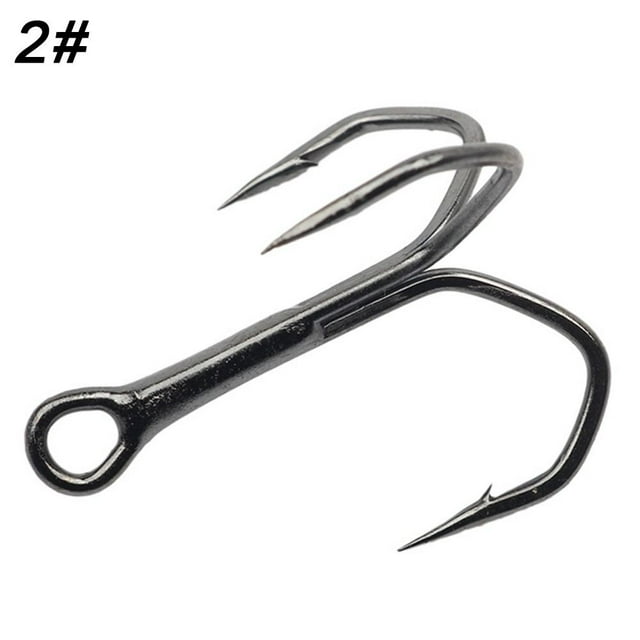 10PCS/Set 2# 4# 6# 8# 10# 12# 14# Ahite Nickel Lure Barbed Hooks Treble ...