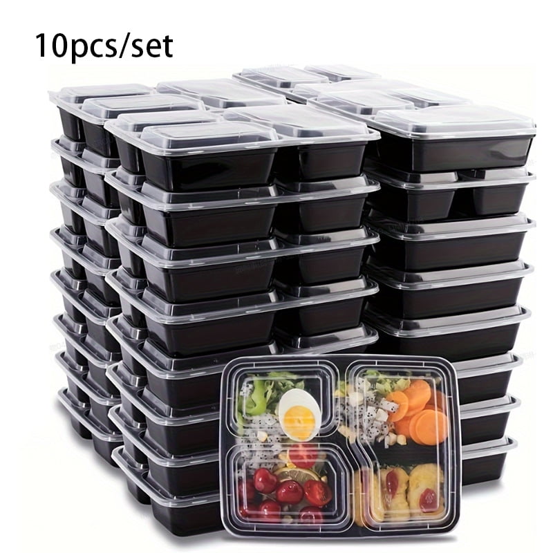 10PCS/Set Meal Preparation Container 3 Compartment Lunch Box 1 ...