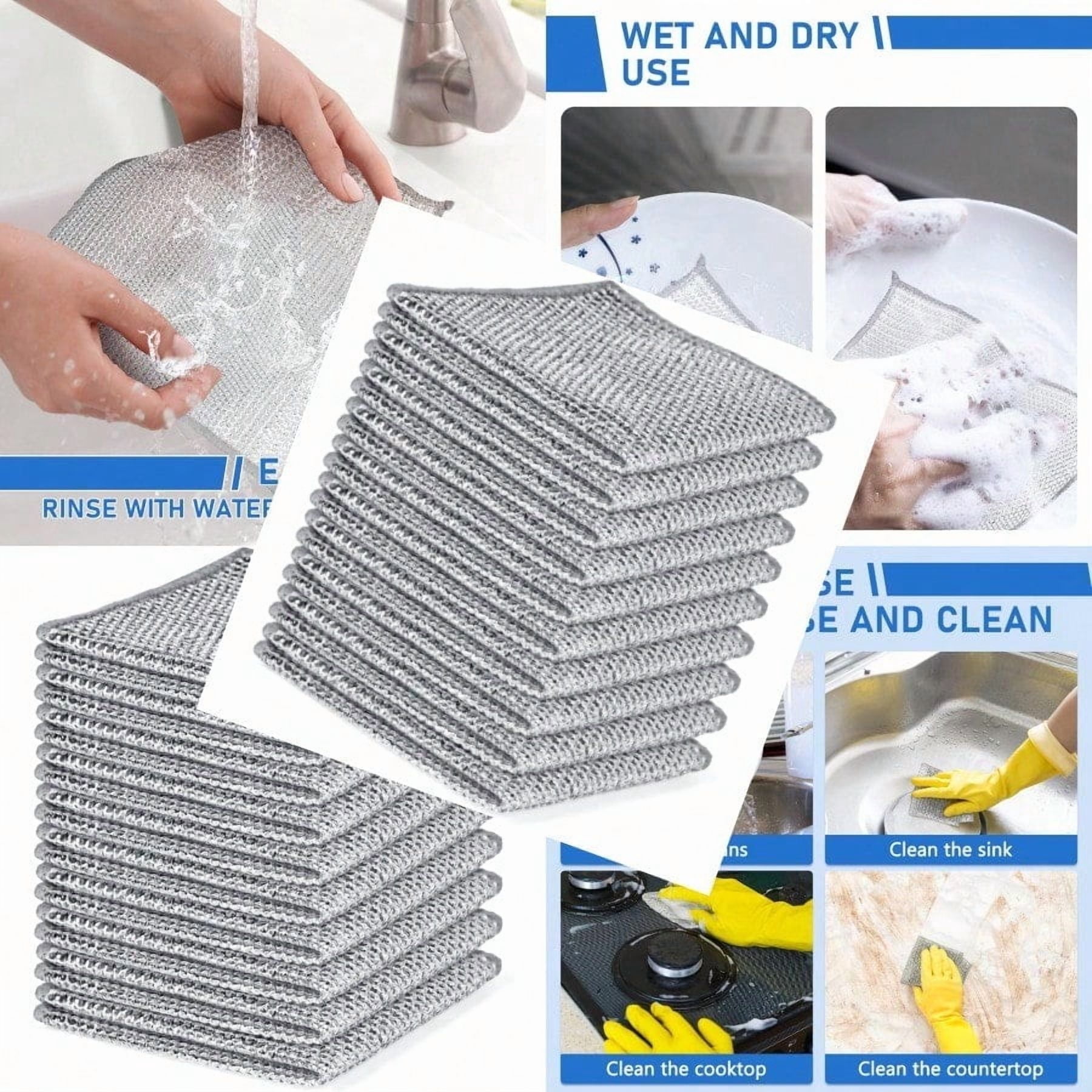 10PCS Set Non-Scratch Steel Wool Dishcloth - Multi Purpose Wire ...