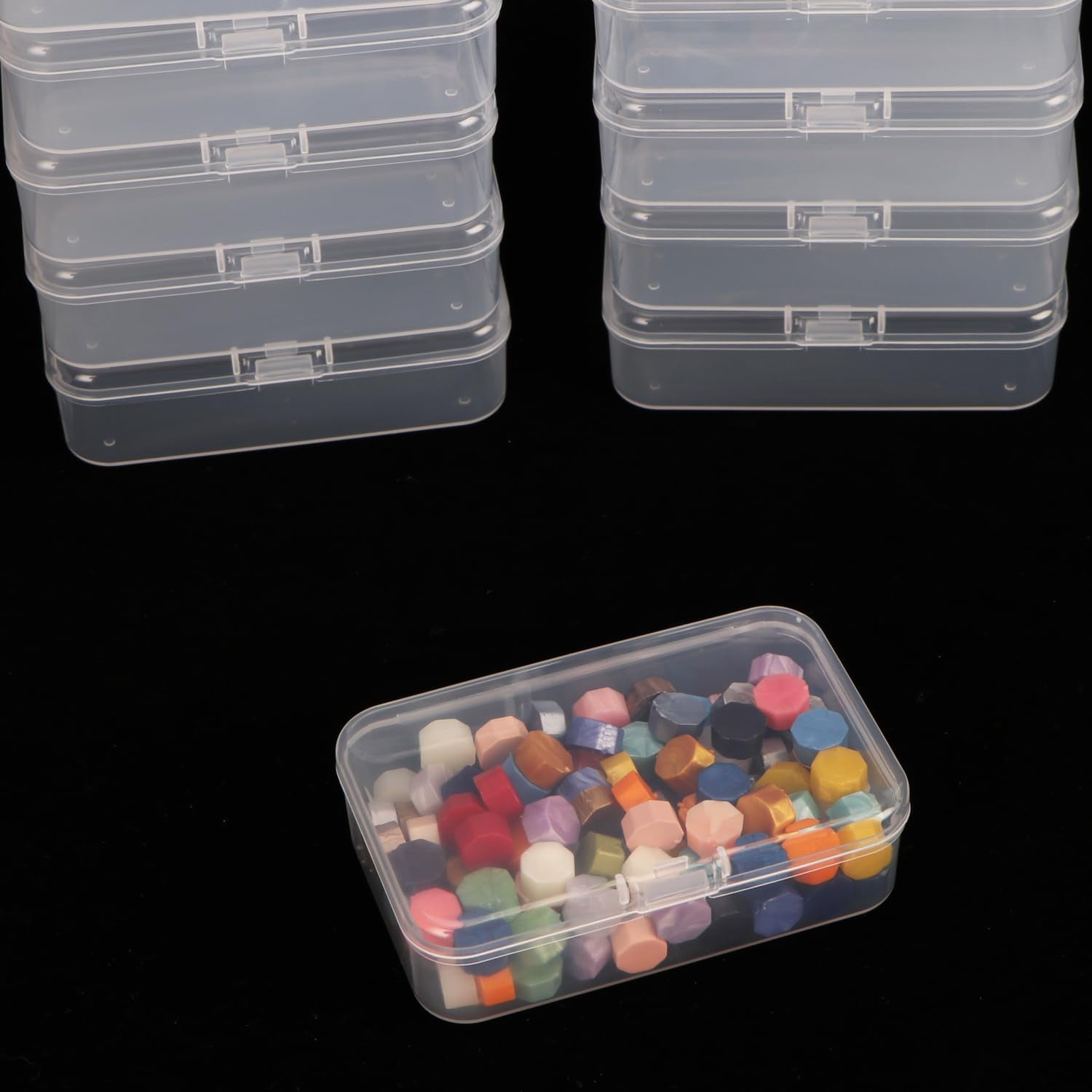 10PCS Small Clear Plastic Beads Storage Containers Box Transparent Boxes with Hinged Lid for ...