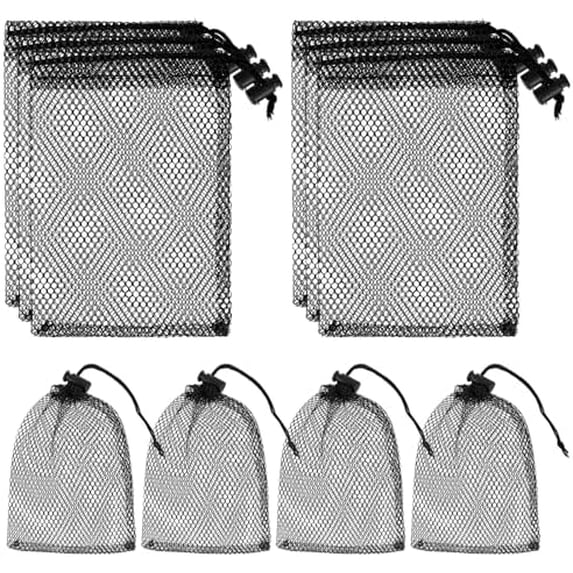 10PCS Small Mesh Bags Drawstring Black Nylon Mesh Drawstring Bag Mini ...