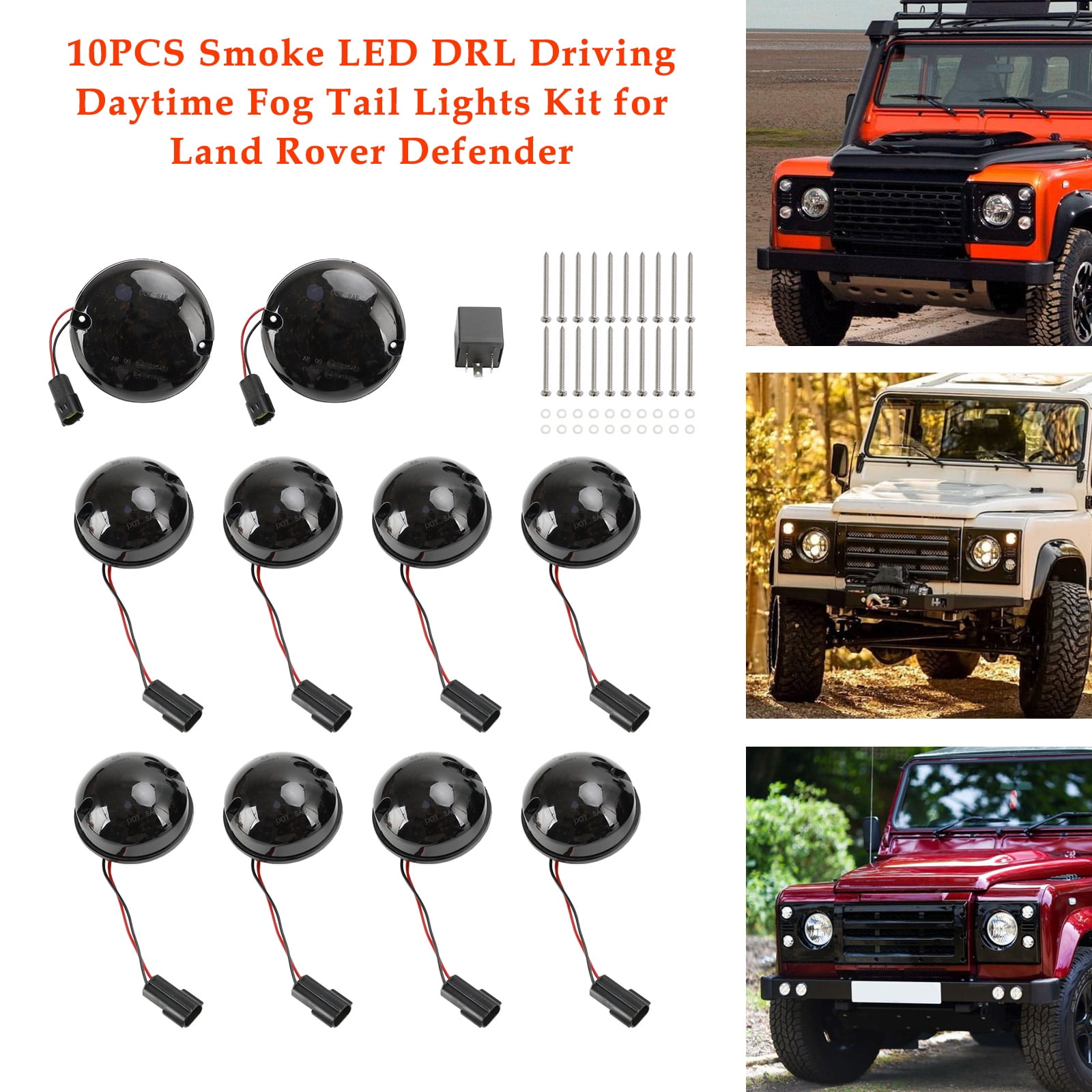 10PCS Smoke LED DRL Driving Daytime Fog Tail Lights Kit for Land Rover ...