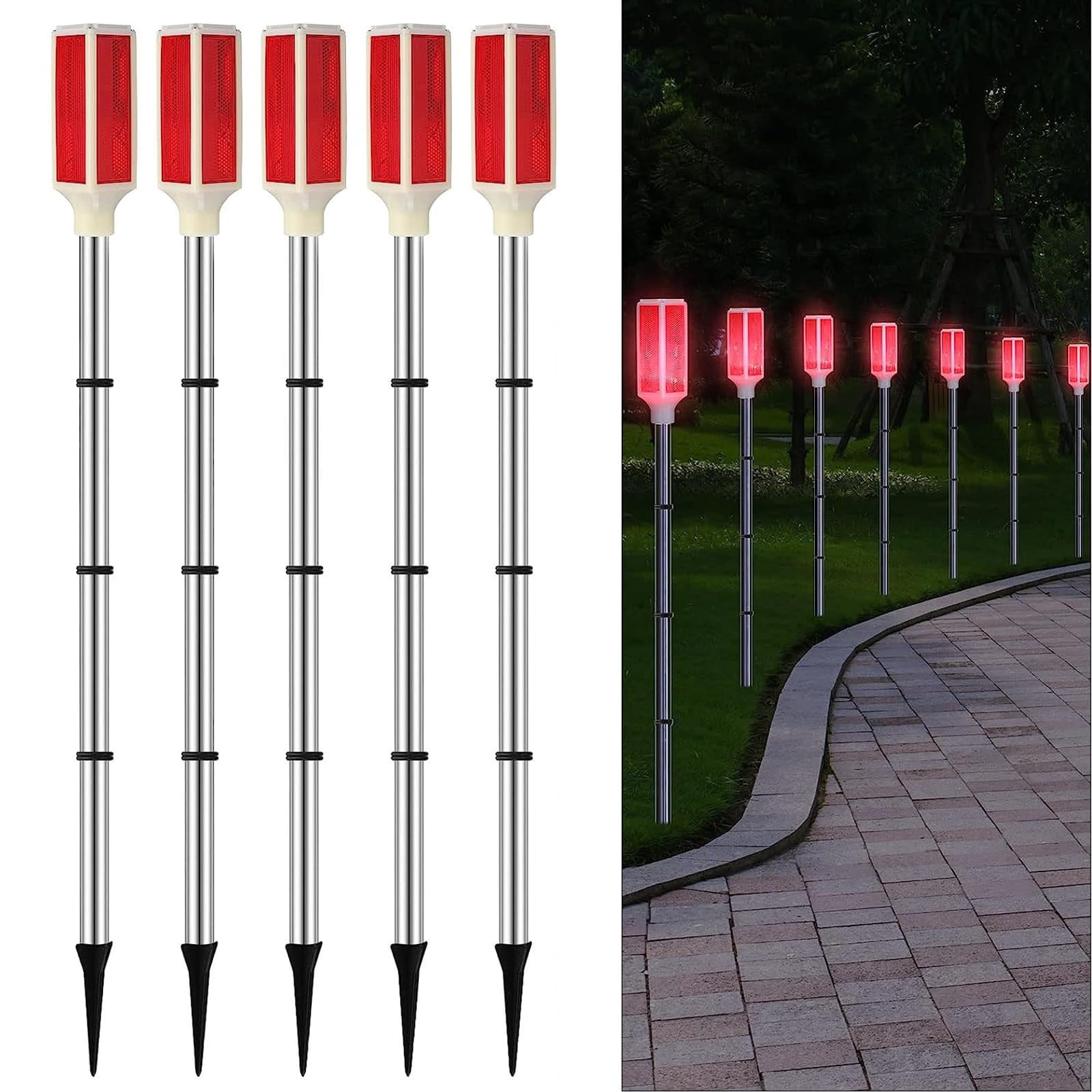 10PCS Solar Powered Reflective Driveway Markers Lights 30.4'' Landscape ...