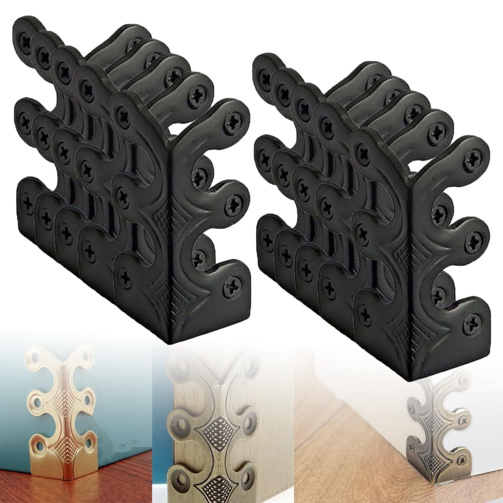 10PCS Solid Brass Baseboard Corner Protectors, Vintage Metal Corner ...
