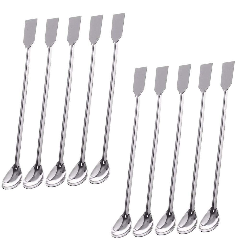 10PCS Square & Flat Spoon Double Ended Stainless Steel Micro Lab ...