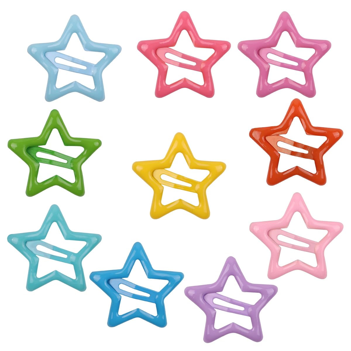 10PCS Star Snap Hair Clips For Girls Non-slip Toddlers Colorful Cute ...