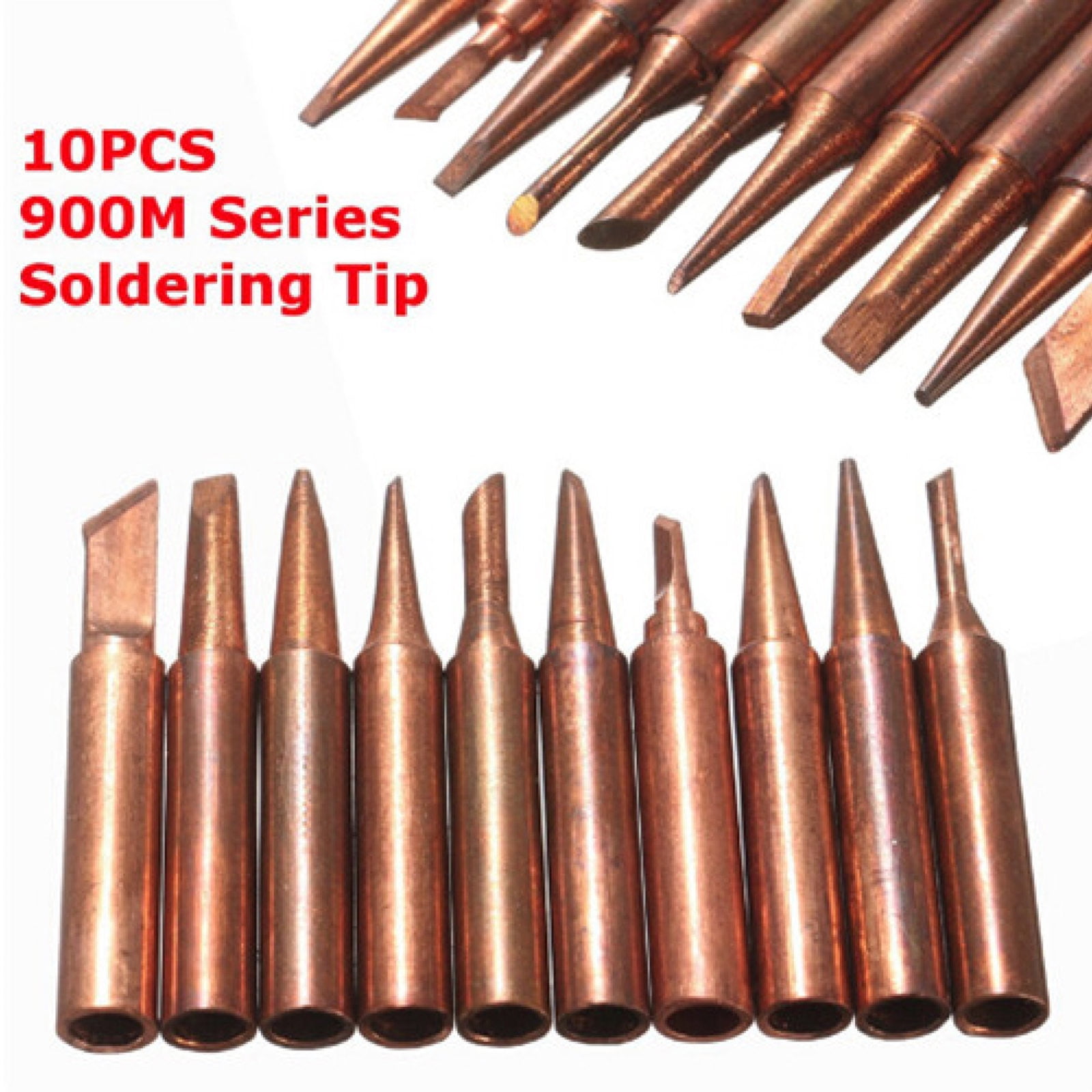 10PCS Styles Copper Soldering Iron Tips Kit 900M-T Series Lead-free Welding Head for Soldering ...