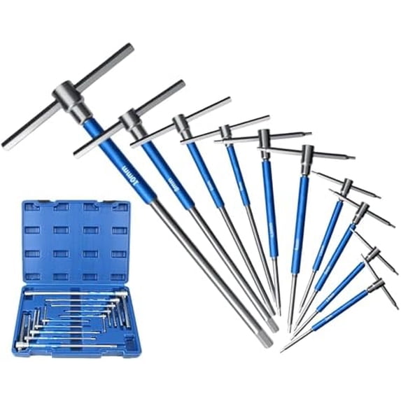 10PCS T Handle Allen Wrench Set, 3-Way Allen Key Set, Metric Hex Wrench ...