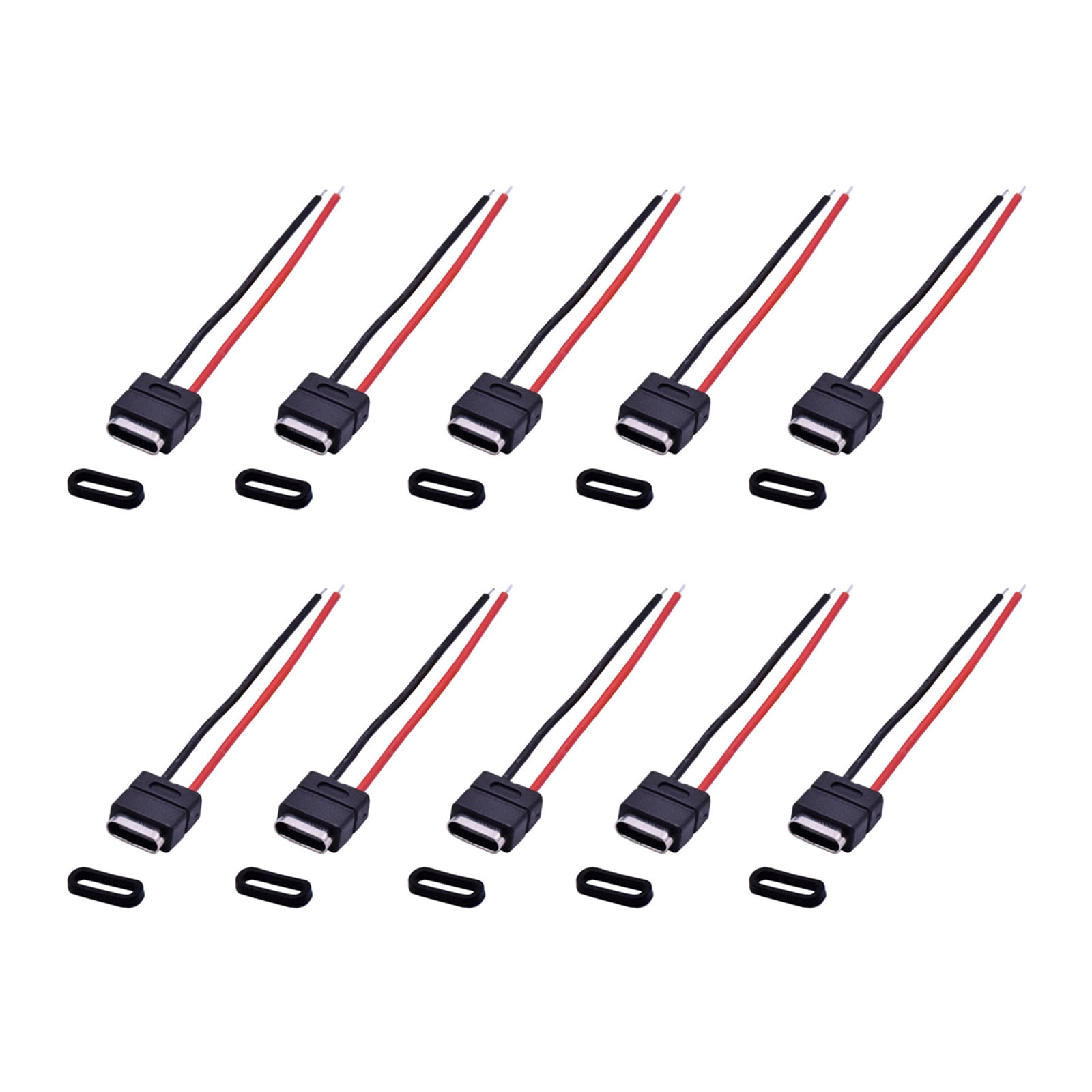 10PCS TYPE-C Female Socket Waterproof Solder Wire Type C Pigtail Cable ...
