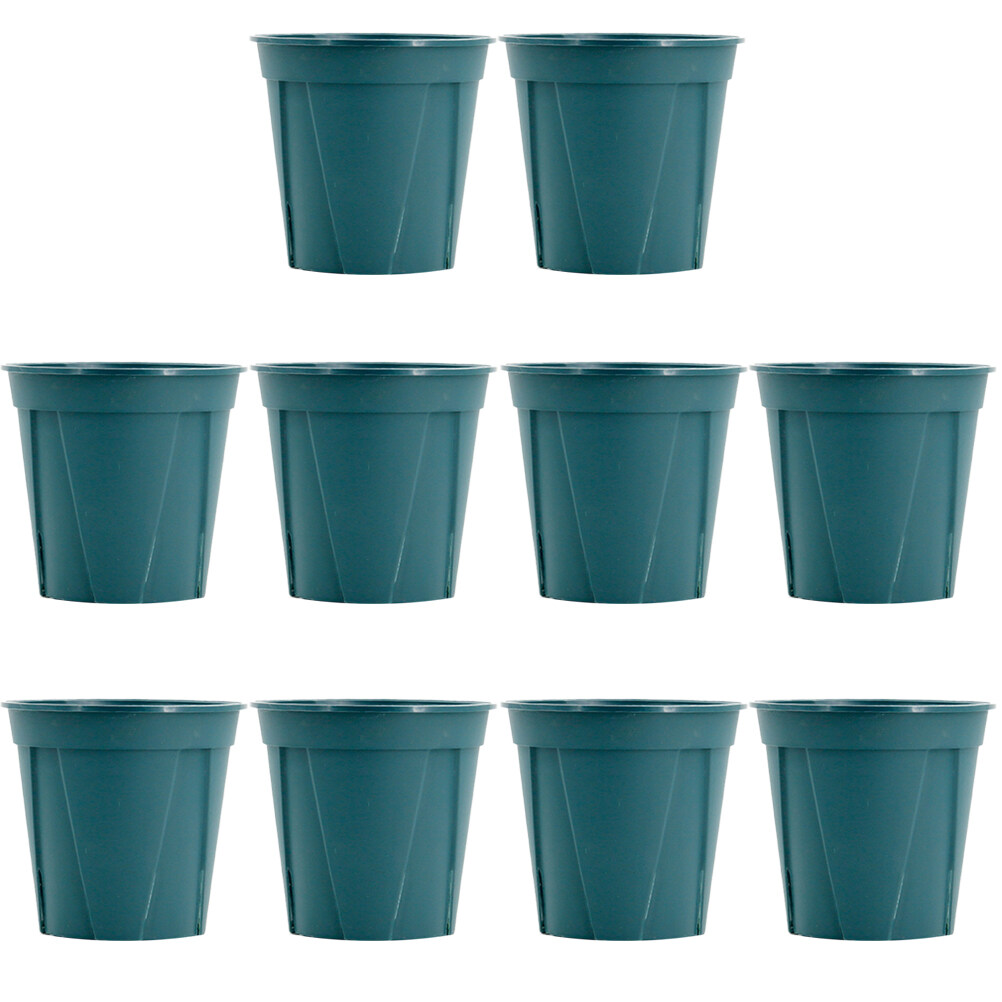 10PCS Thick Plastic Flower Pots Round Green Dill Planter for Home ...