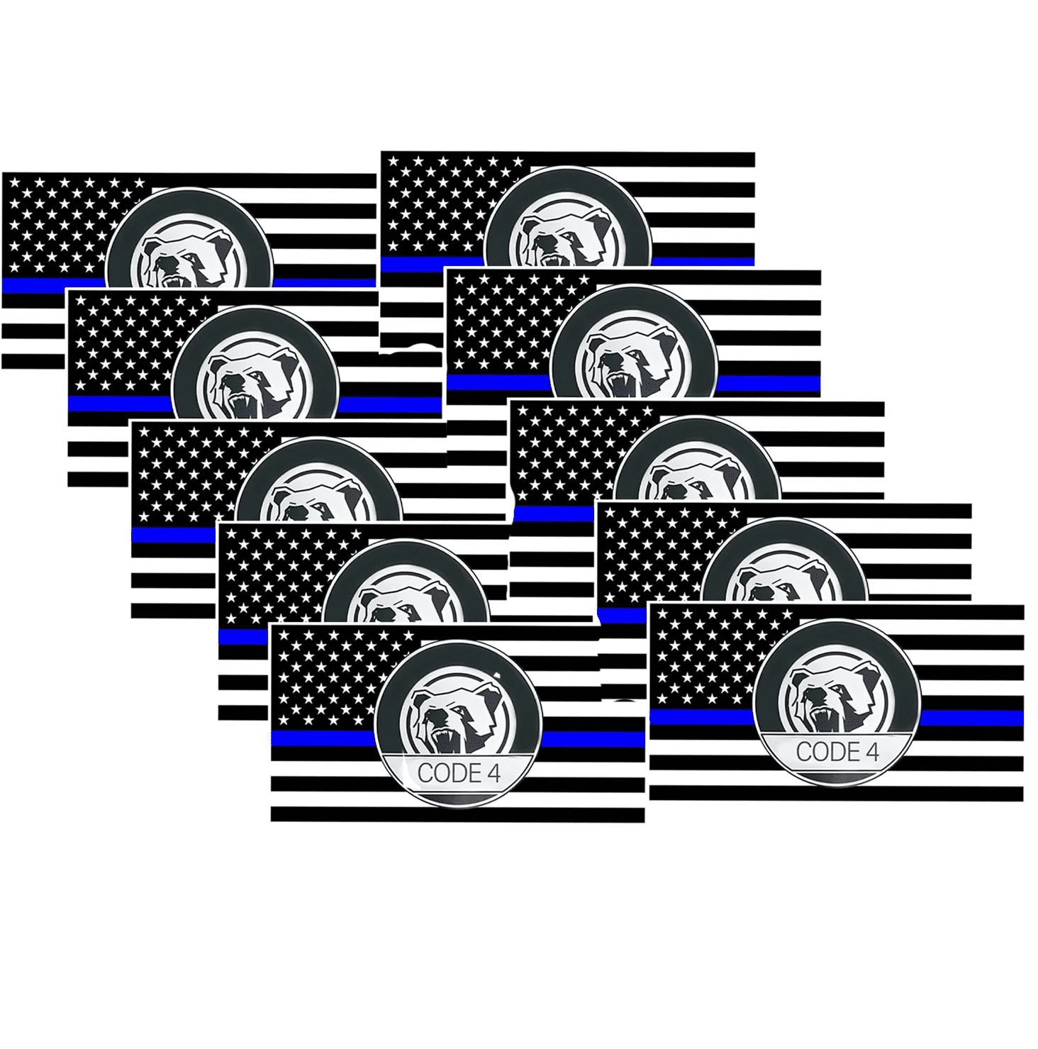 10PCS Thin Blue line Sticker Code 4, American Flag Thin Blue Line Car ...