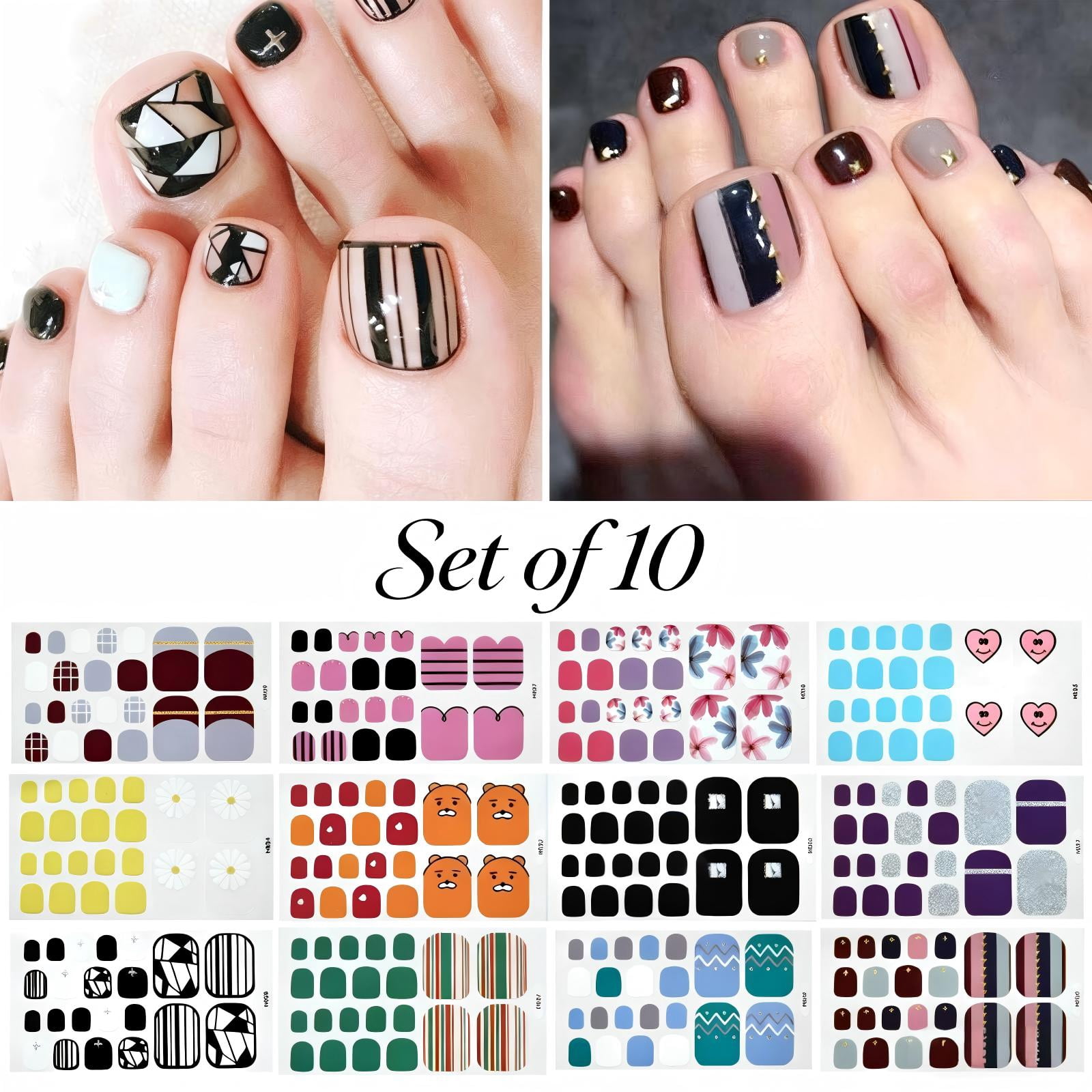 10PCS Toenail Stickers, Self-Adhesive Toenail Wraps, Full Cover Toe ...